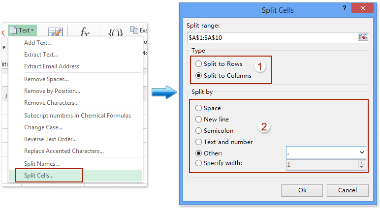 How to extract text between commas/brackets/parentheses in Excel?