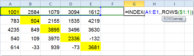How to extract diagonal matrix in Excel?