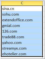 How to extract domains from multiple email addresses in Excel?