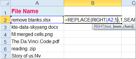 How to extract file extension from worksheet?