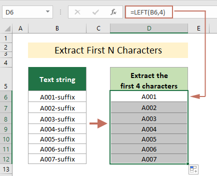How to extract first/last n characters from string in Excel?