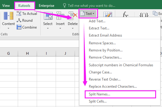 How to extract middle name only or split names from full name in Excel?