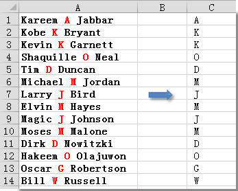 How to extract middle name only or split names from full name in Excel?