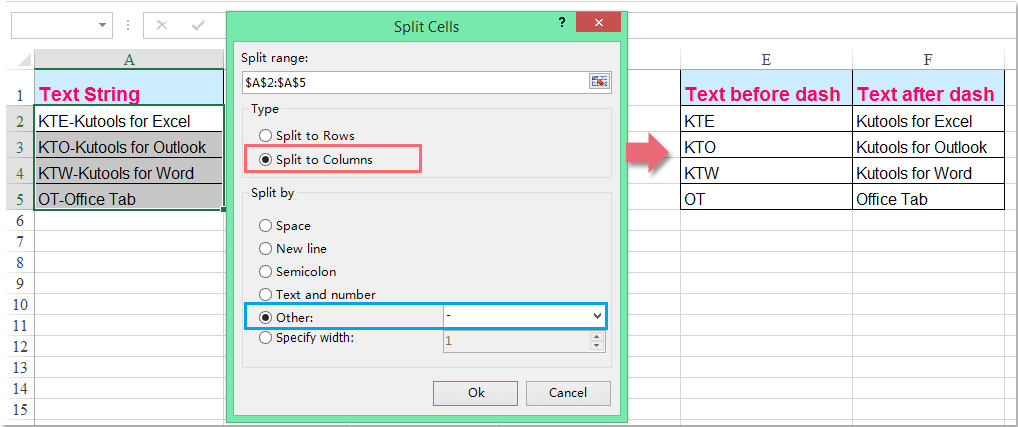 How To Extract Text Before Or After Dash From Cells In Excel 