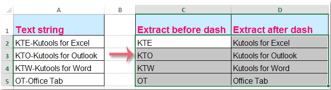 How To Extract Text Before Or After Dash From Cells In Excel 