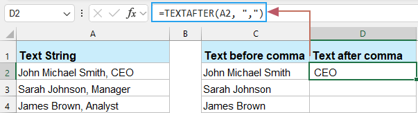 Extract text before/after space or comma in Excel - Easy Guide