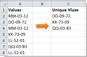 How to extract unique values from list in Excel?