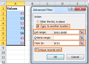 How to extract unique values from list in Excel?
