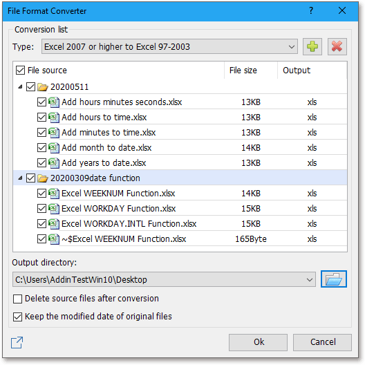 How to quickly convert XLSX file to XLS or PDF file?