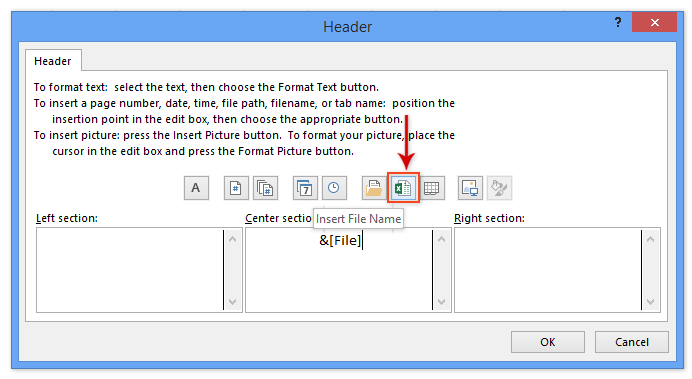How To Insert Filename In Header footer cell Without Extension In Excel 