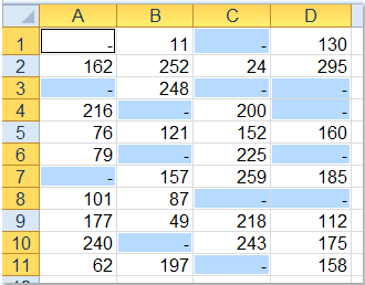 How to fill blank cells with dash in Excel?