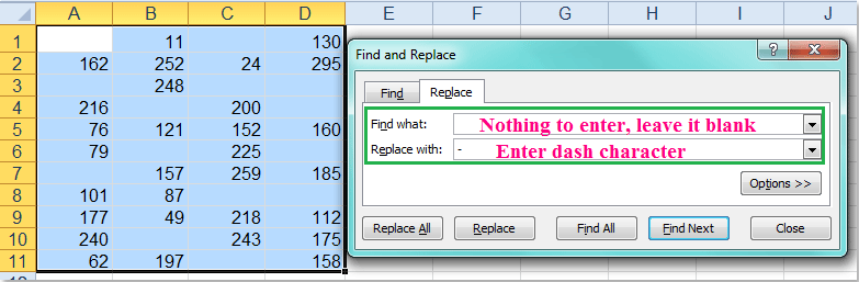 How To Fill blank cells With dash In Excel 