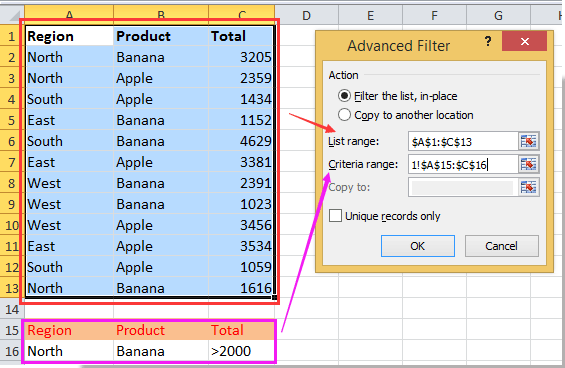 How to filter with multiple criteria or wildcard in Excel?