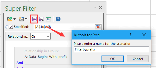 How to filter column data by a certain prefix in Excel?