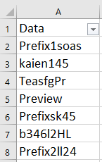 How to filter column data by a certain prefix in Excel?