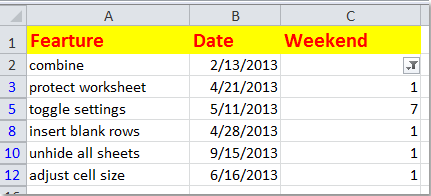 How to filter weekdays and weekend days in Excel?