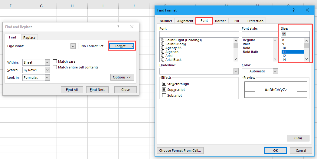 How to filter data based on the font size in Excel?
