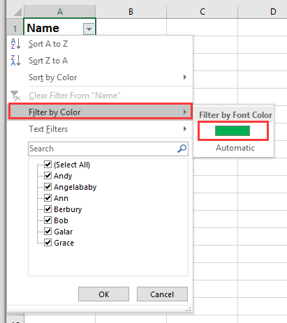 How to filter data based on the font size in Excel?