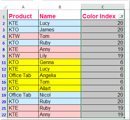 How to filter data by multiple colors in Excel?