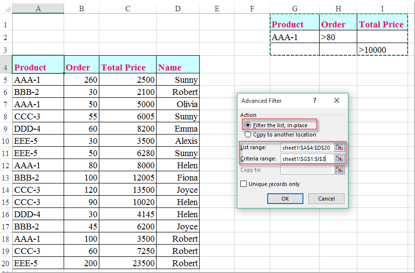 How To filter multiple columns Simultaneously In Excel 
