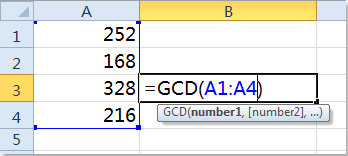 Find the lowest common denominator or greatest common factor in Excel