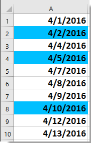 How to quickly find missing date from a list in Excel?