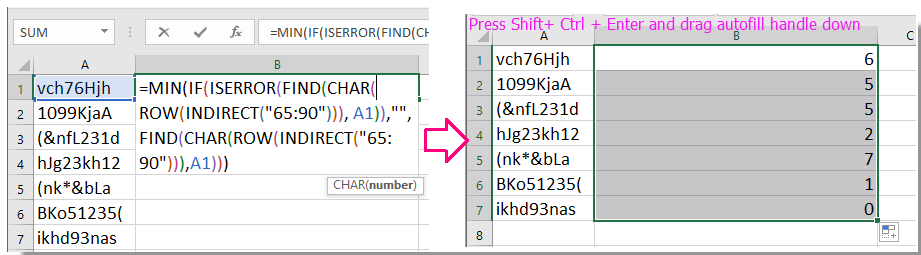 How To Quickly Find The Position Of First Uppercase In Excel Text String 