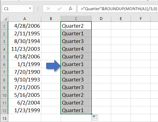 How To Find Or Get Quarter From A Given Date In Excel 