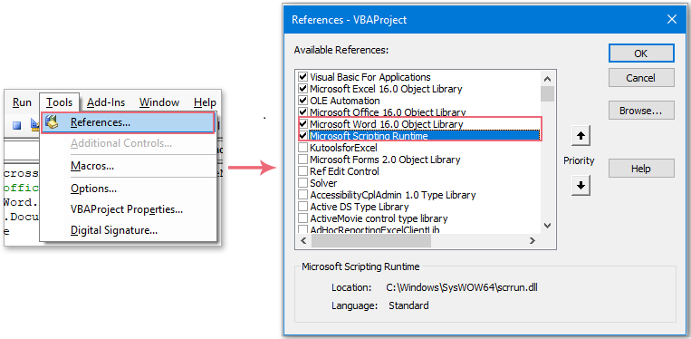 How to find and replace text in Word document from Excel?