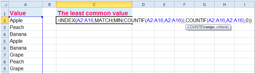 How To Find The Least Or Most Common Frequent Value In Excel 