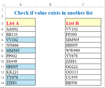 How to check or find if value exists in another column?