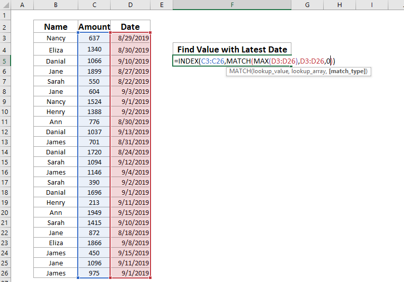 How To Find Value With Latest Date In Excel 