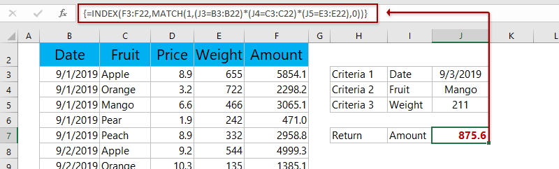 ¿Cómo encontrar valor con dos o múltiples criterios en Excel?