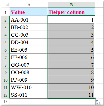 How to flip / reverse a column of data order vertically in Excel?