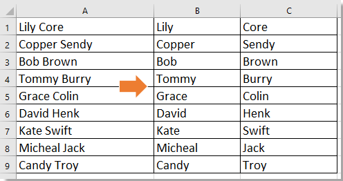 How to flip the first and last name in cells in Excel?