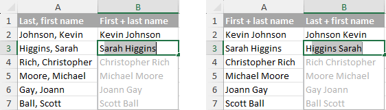 Switch first & last names in Excel: An easy complete guide