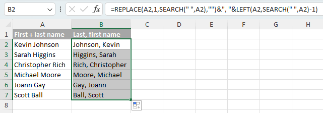 Switch first & last names in Excel: An easy complete guide