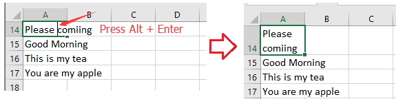 How to force or auto line break within an Excel cell?