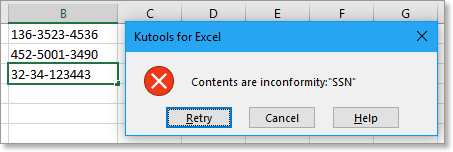 How to use data validation to only allow SSN number entered in Excel?