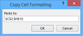 How to format ranges same as another cell in Excel?