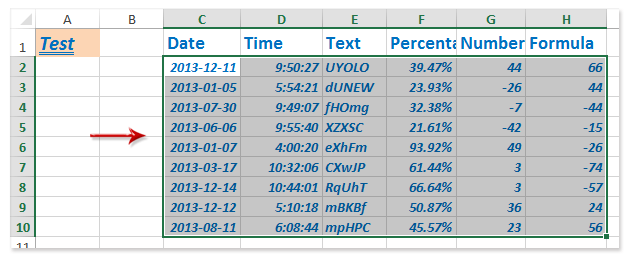 How to format ranges same as another cell in Excel?