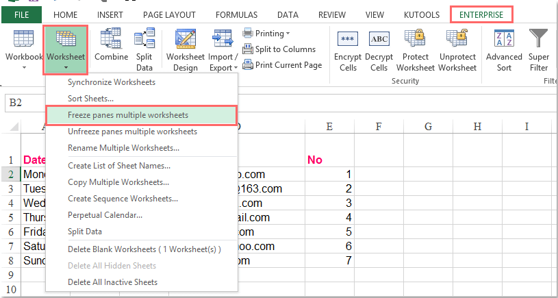 How to apply freeze / unfreeze panes to multiple worksheets at once?