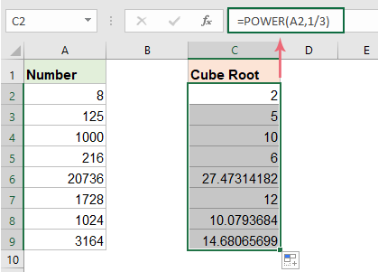 How to calculate cube root or Nth root in Excel?
