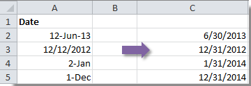 How to get end of month date in Excel?