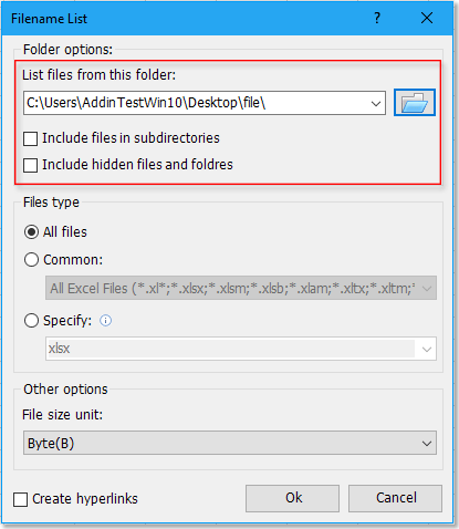 How to quickly list the picture names/file names of a folder to Excel cells?