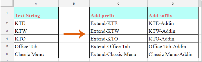 How To Add Prefix Or Suffix Into Cell Values In Google Sheets 