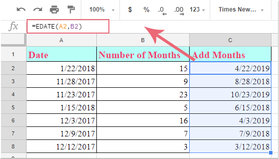 How to add number of years months and days to date in Google sheets?