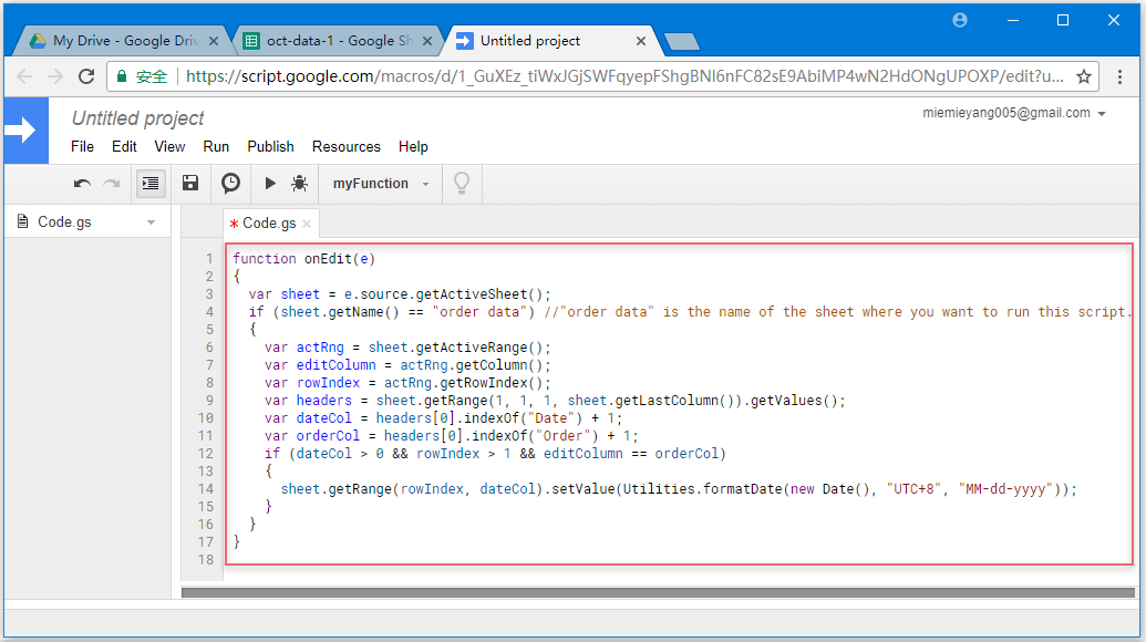 How to insert timestamp automatically when data is updated in another column in Google sheet?