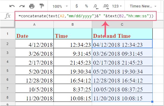How To Combine Date And Time Columns Into One Column In Google Sheets 