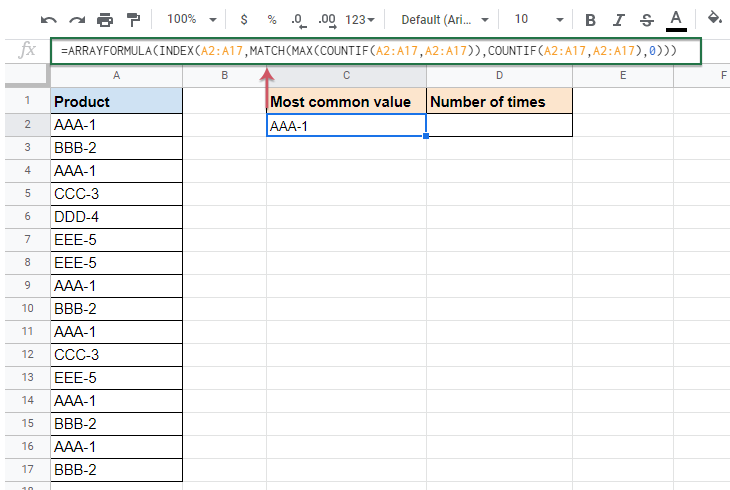 How To Find The Most Common Text Value In A List In Google Sheets 